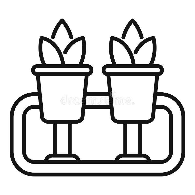 Double Potted Plant Connected by Pipe Icon, Hydroponic System Symbol ...