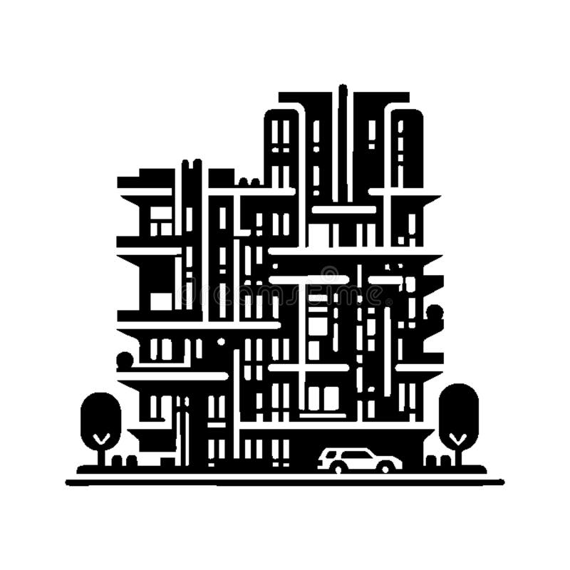 Simple Vector Icon of Urban Condos Building Logo Design. Stock Vector ...