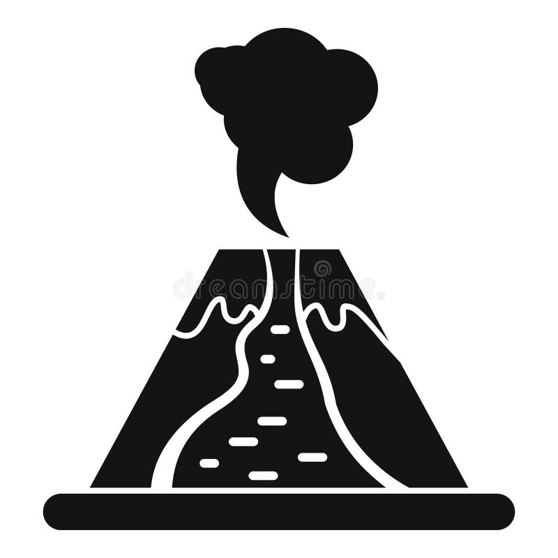 Black Volcano Erupting with Lava and Smoke Icon Stock Vector ...
