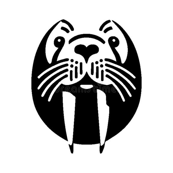 Simple Vector Icon of Walrus Face Logo Design Illustration. Stock ...