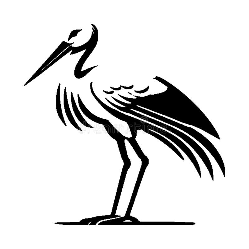 Simple Vector Icon of White Stork Logo Design Illustration. Stock ...