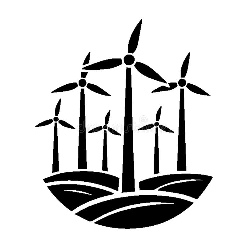 Wind Turbines Icon Vector Logo Simple Design Illustration Style. Stock ...