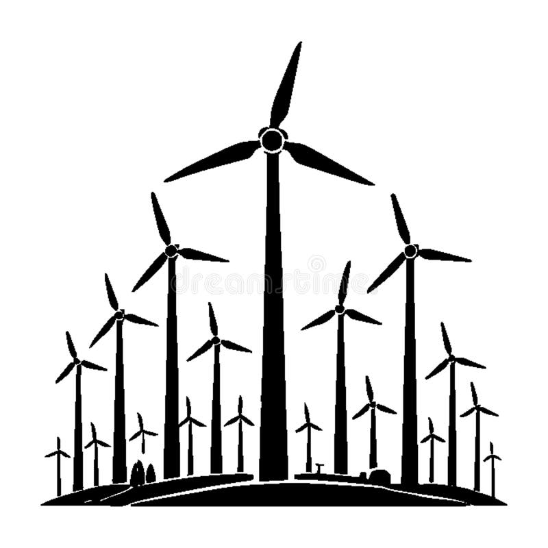 Wind Turbines Icon Vector Logo Simple Design Illustration Style. Stock ...