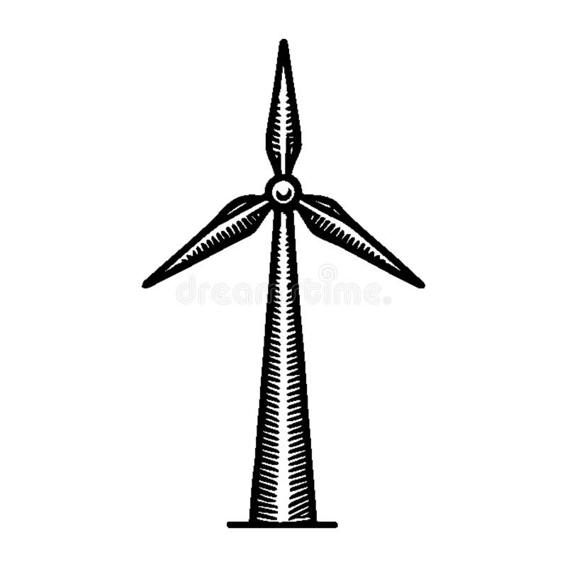 Simple Vector Icon of Wind Turbines Logo Design Illustration. Stock ...