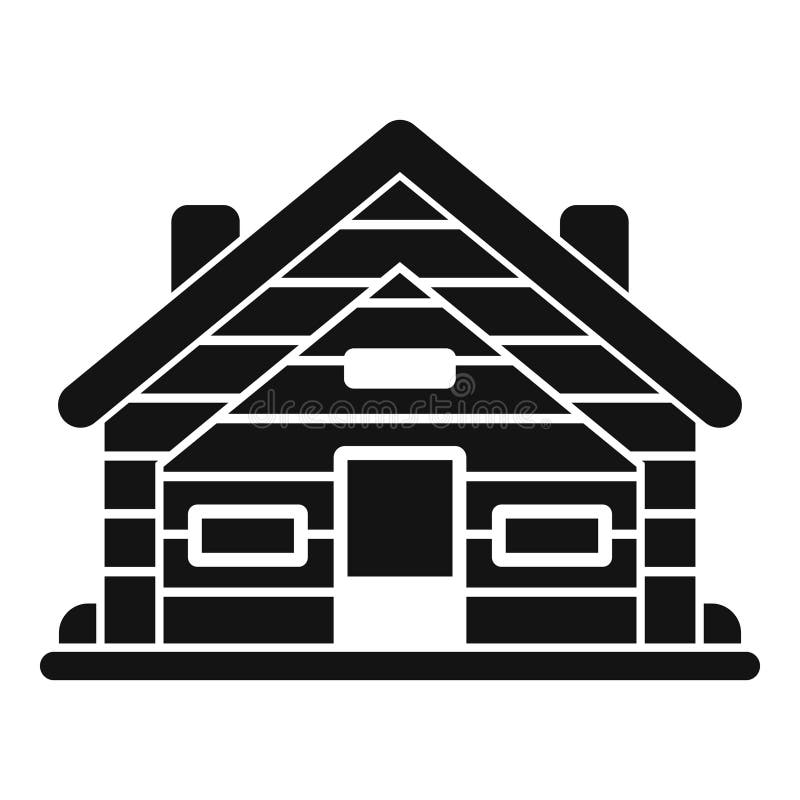 Simple Vector Icon of a Wooden Log Cabin Building Facade Stock Vector ...