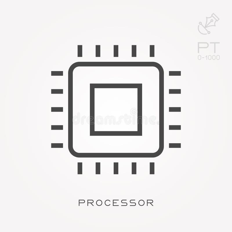 CPU Icon Processor Micro Chip Simbol Stock Vector - Illustration of ...