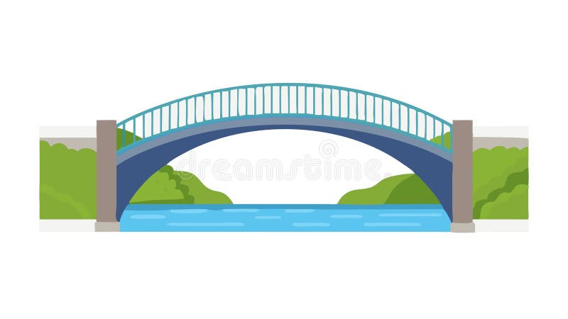 Arch Bridge Over Water, Infrastructure Vector Illustration Stock Vector ...