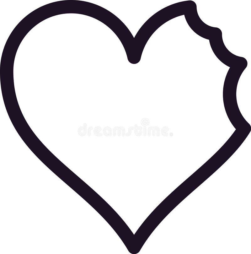 Simple Vector Illustration of a Bitten Heart with a Bite on the Upper ...