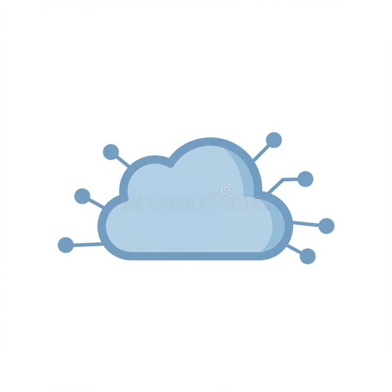 Simple Vector Illustration of a Blue Cloud with Connected Dots and ...