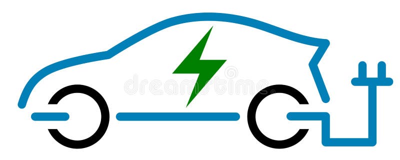 Simple Vector Illustration of a Blue Ecological Electric Car with ...