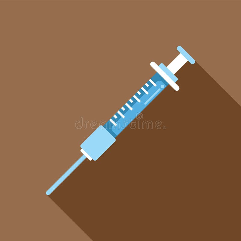 Blue Syringe Lying on Brown Surface with Long Shadow Stock Illustration ...