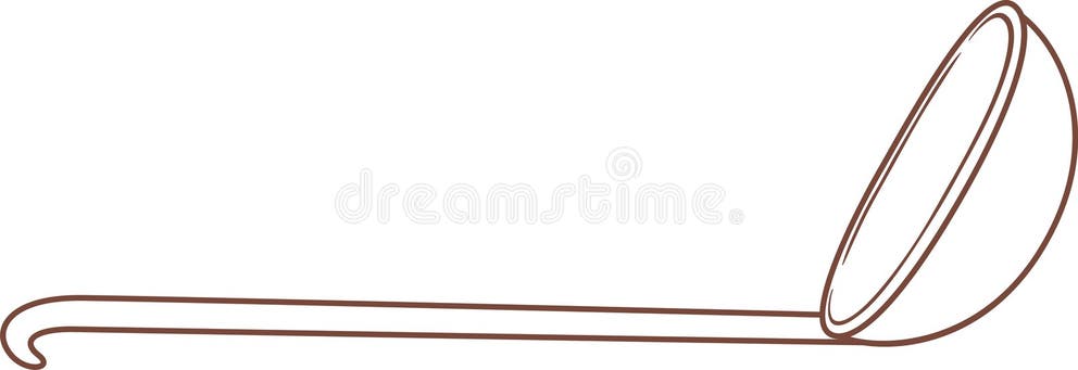 Simple Vector Illustration of a Brown Ladle Lying Horizontally with a ...