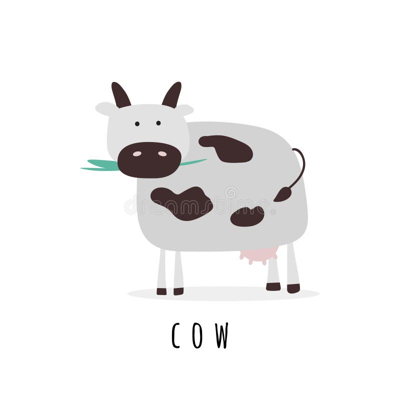 Simple Vector Illustration with Cow. Stock Vector - Illustration of ...