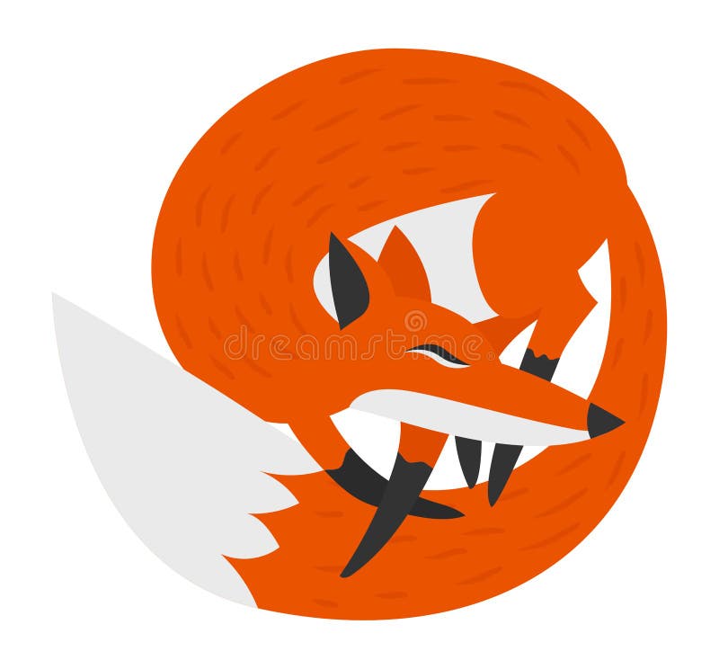 Simple Vector Illustration with Cute Fox Stock Vector - Illustration of ...