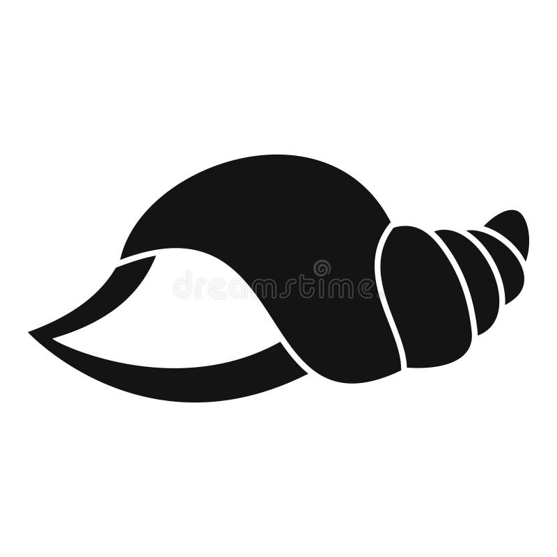 Large Black and White Seashell Icon Showing Spiral Shell Stock ...