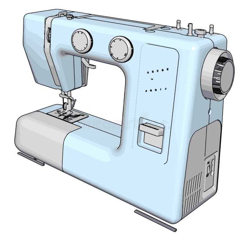 Simple Vector Illustration of a Light Blue Sewing Machine Stock Vector ...