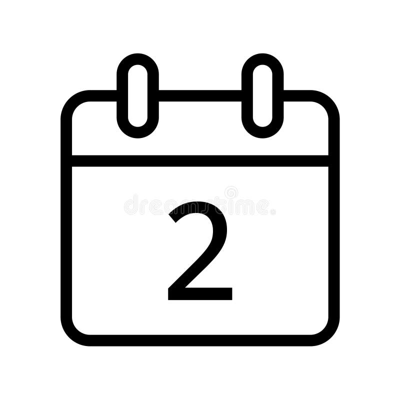 Calendar day two date icon stock vector. Illustration of drawing ...