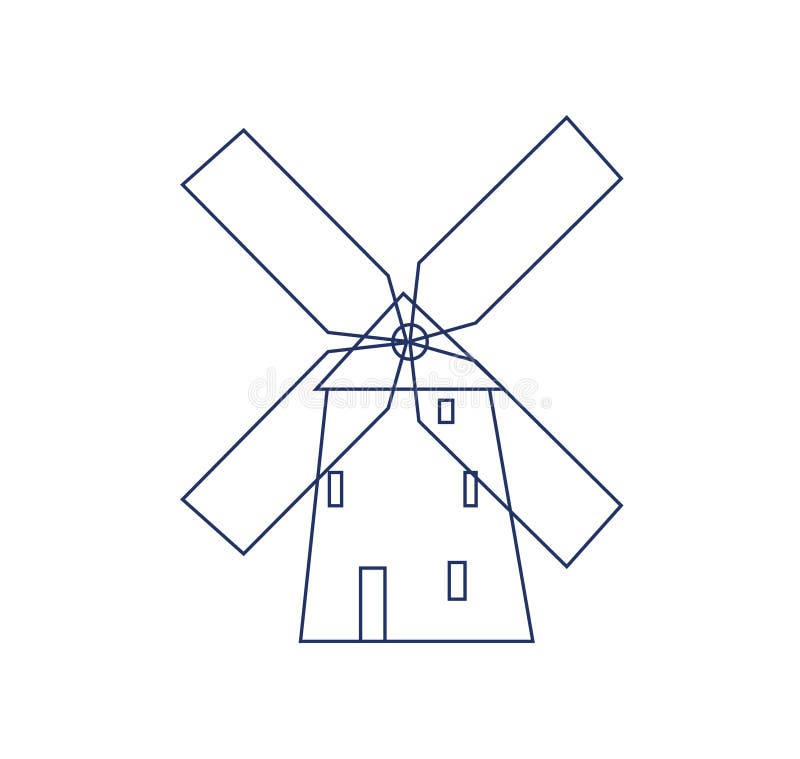 Old Windmill Building Outline Stock Vector - Illustration of wind ...