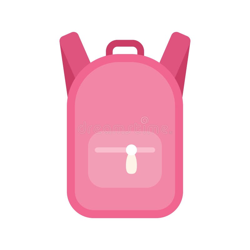 Pink Backpack Standing Up with Front Pocket Showing Stock Vector ...