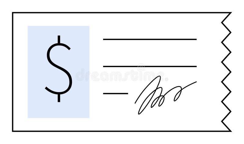 Simple Vector Illustration of a Signed Payment Receipt with Dollar ...