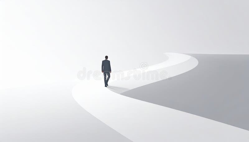 Simple Vector Illustration of a Lone Person on a Curved Path Stock ...