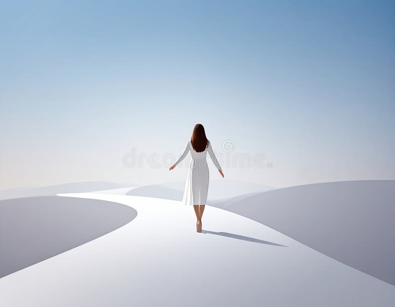 Simple Vector Illustration of a Lone Person on a Curved Path Stock ...