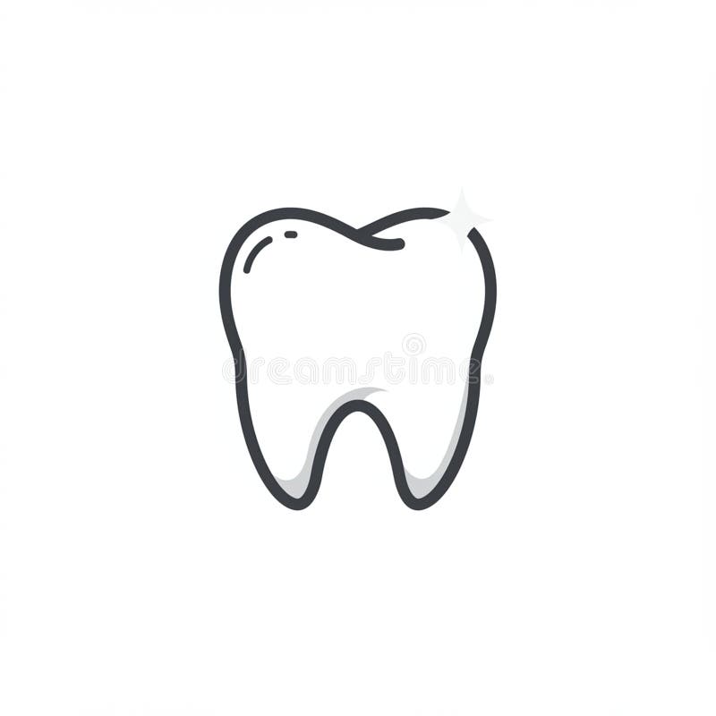 Simple Vector Illustration of a Tooth Outlined in Black. the Tooth is ...