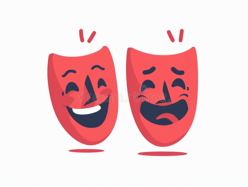 Simple Vector Illustration of Two Theater Masks, One with a Smile and ...