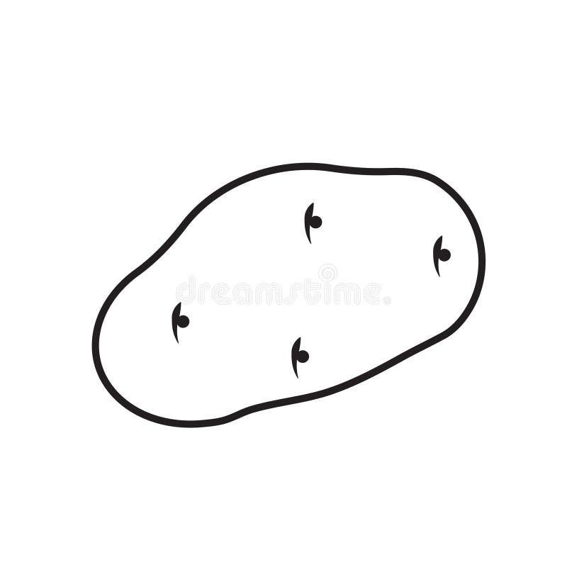 Simple Image of Line Drawn Potato Icon Isolated Black on White Stock ...