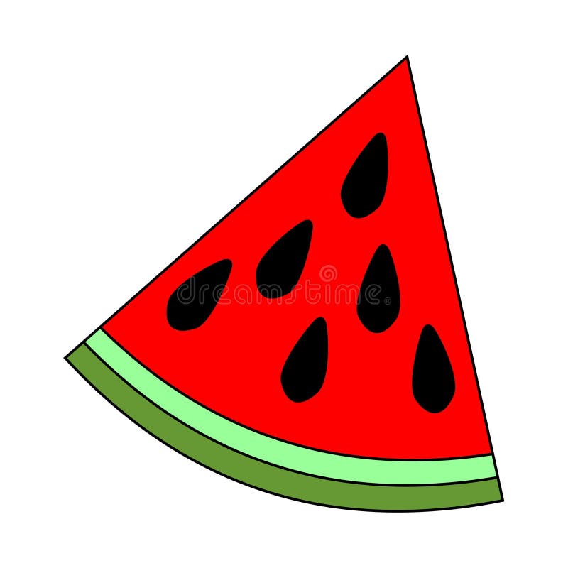 Simple Vector Image of Watermelon Slice. Icon, Outline Drawing in Flat ...