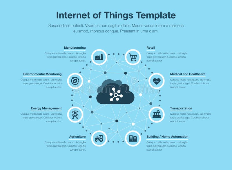 Simple Vector Infographic Template for Internet of Things - Blue ...