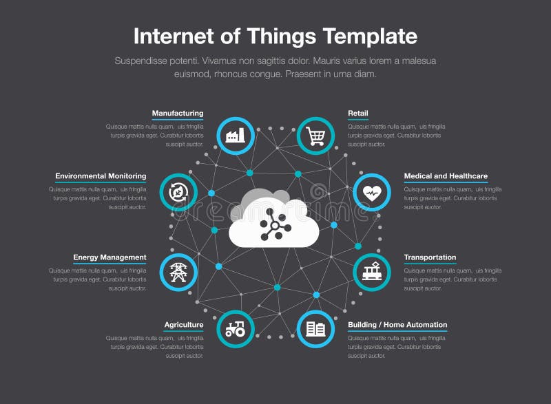 Simple Vector Infographic Template for Internet of Things - Dark ...