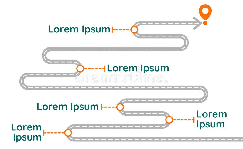 Simple Vector Infographic of a Winding Asphalt Road with Five Stages ...