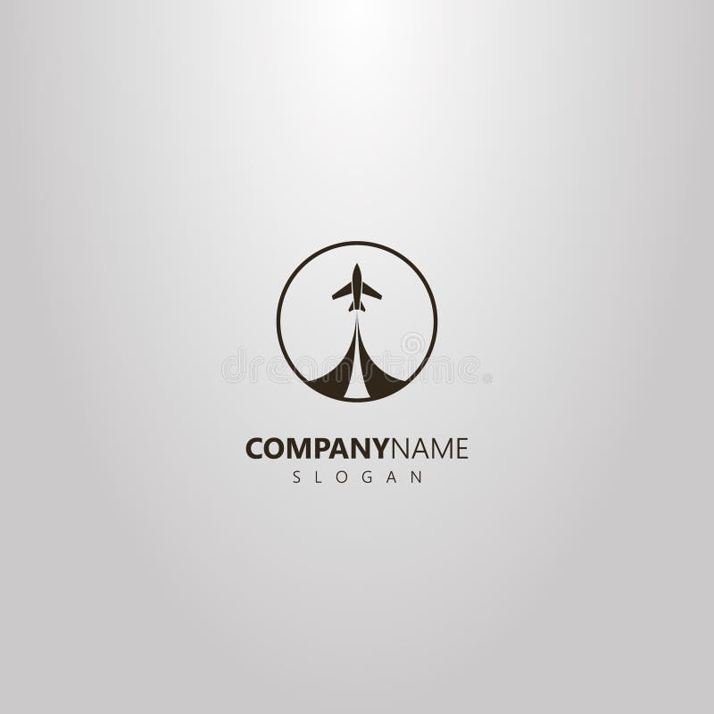 Simple Vector Isolated Logo of Take-off Airplane in a Round Frame Stock ...