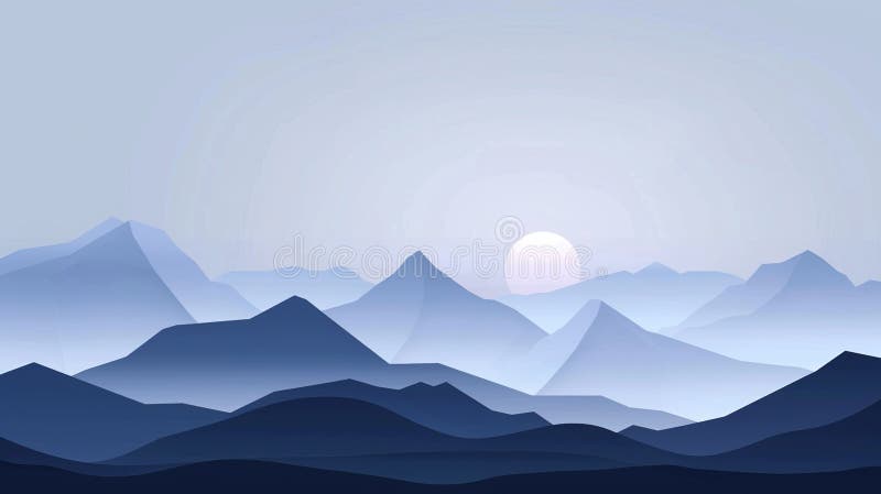 A Simple Vector Landscape, Elegantly Depicting Mountains with Clean ...