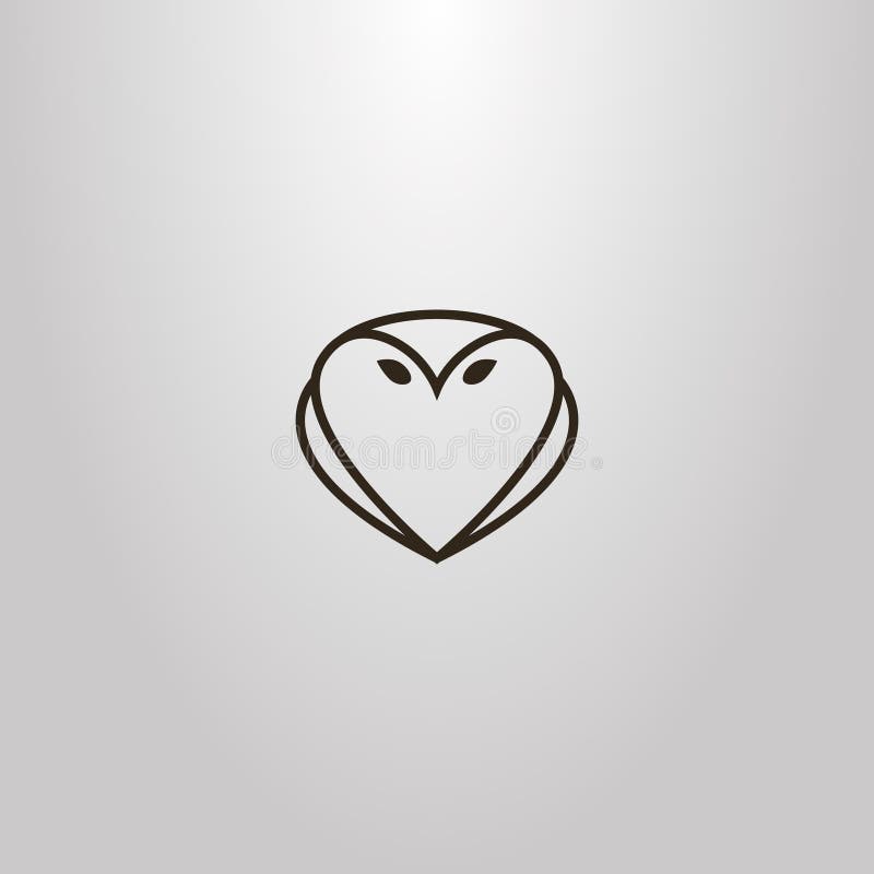 Simple Vector Line Art Outline Sign of Owl Shape Stock Illustration ...