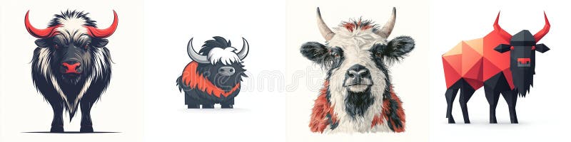 Simple Vector Logo of Yak in Flat Style for Peace and Calm Design ...