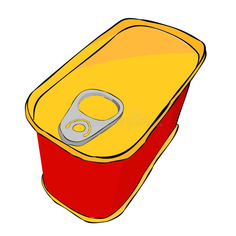 Simple Vector Low Angle Perspective Rectangle Can Red Yellow and Gray ...