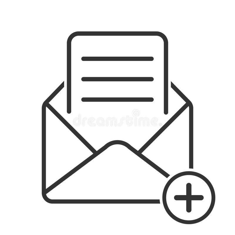 Simple Vector Mail Icon, Add a Message. Stock Design Isolated on a ...