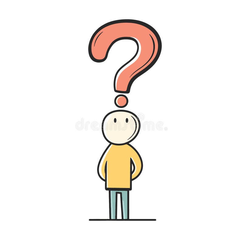Simple Vector of Man Holding a Large Question Mark Above Head Stock ...