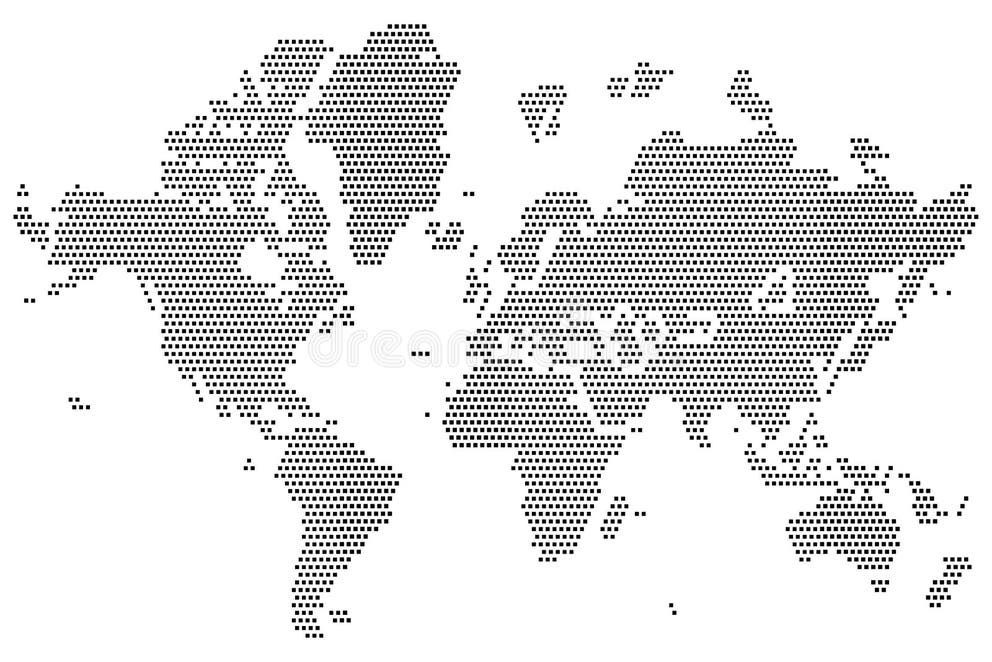 Simple Vector Map World from Black Square Formation, Isolated on White ...