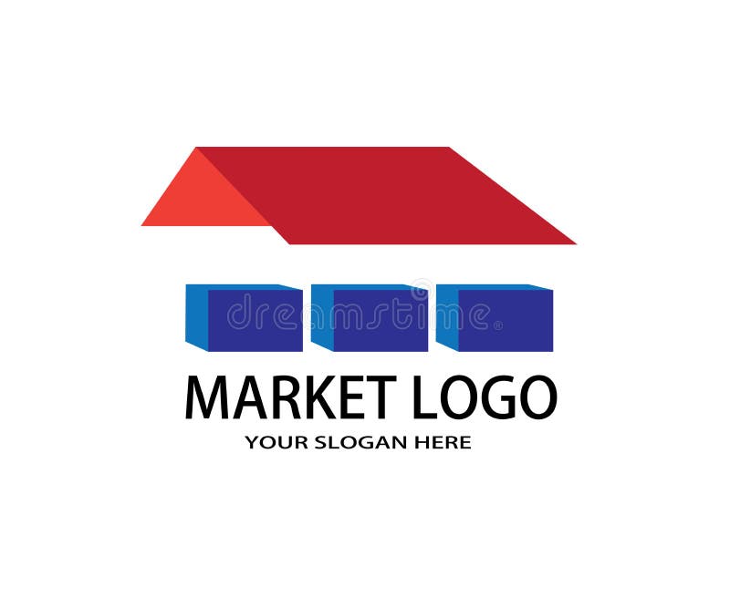 Simple Vector Market Logo Design Stock Vector - Illustration of modern ...