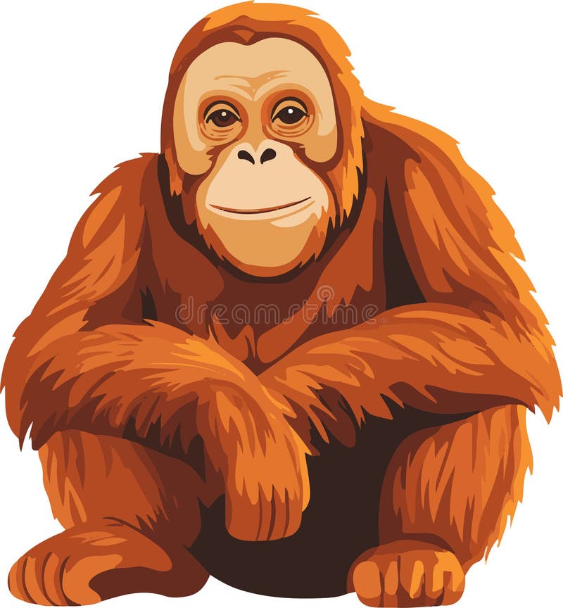 Simple Vector Orangutan Clipart Stock Vector - Illustration of cartoon ...