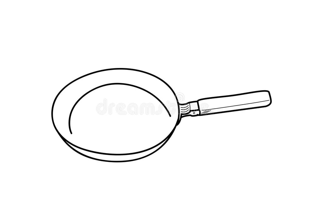 Simple Vector Outline Doodle Pan, Isolated on White Stock Vector ...