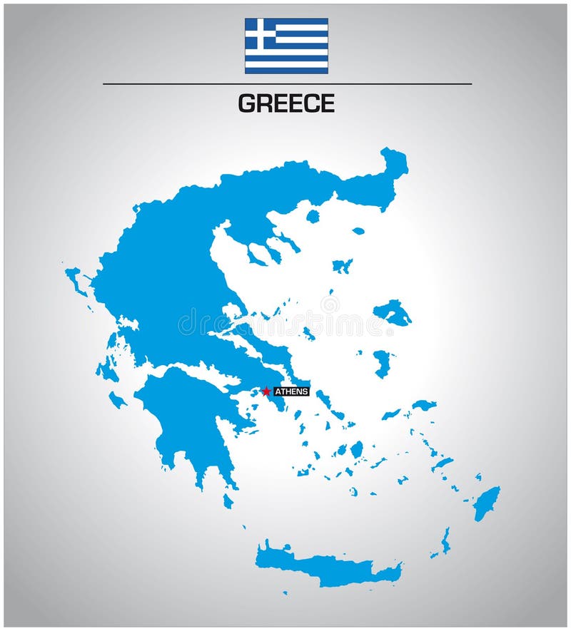 Simple Vector Outline Map of Greece with Flag Stock Illustration ...