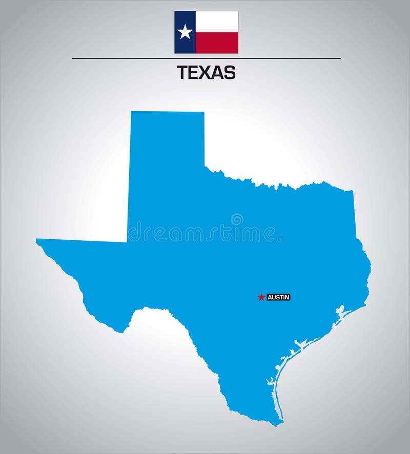 Simple Vector Outline Map of Texas with Flag Stock Vector ...