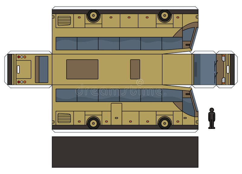 The Paper Model of a Beige Bus Stock Vector - Illustration of model ...