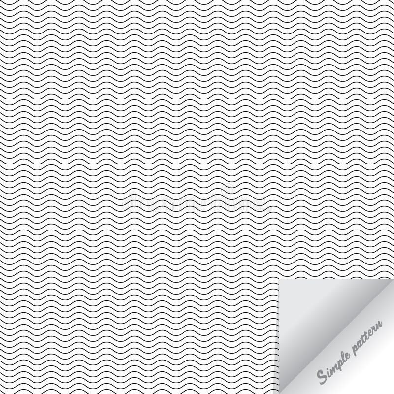 Simple Vector Pattern, Horizontal Wavy Lines, Smooth Bends on White ...