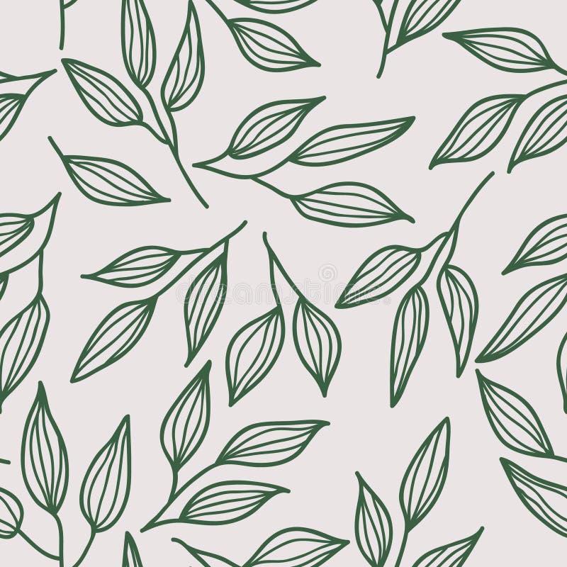 Simple Vector Pattern with Leaves Stock Vector - Illustration of drawn ...