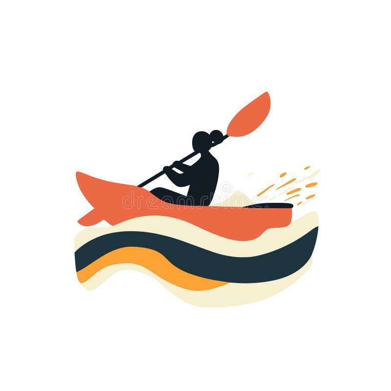 Simple Vector of Person Kayaking through Rapids Stock Illustration ...